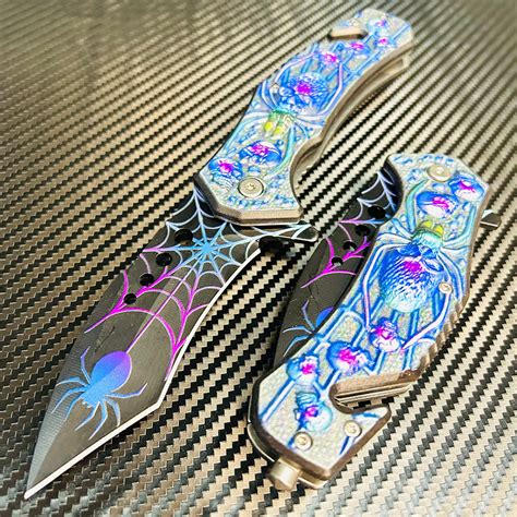 8 Rainbow Dragon Tactical Spring Assisted Folding Pocket Knife Hunting