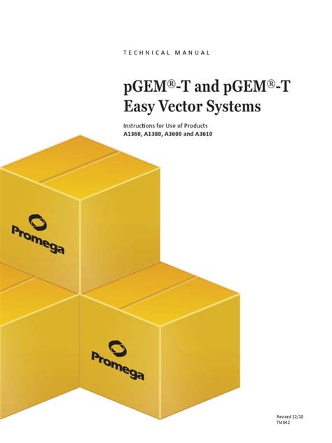 Pgem T And Pgem T Easy Vector Systems Protocol Pdf Molecular