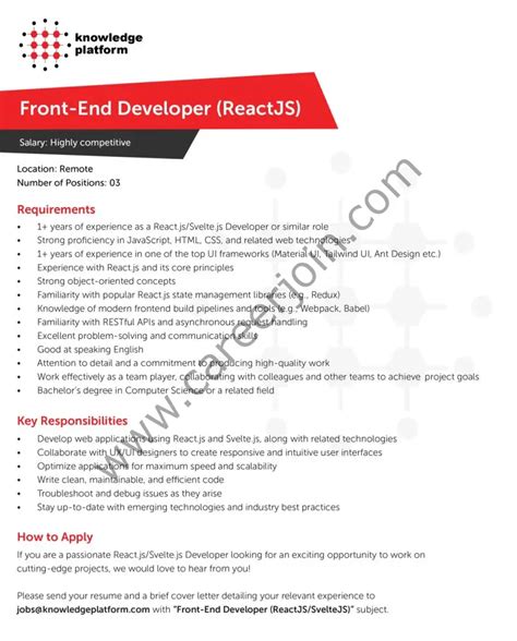 Knowledge Platform Jobs Front End Developer React Js