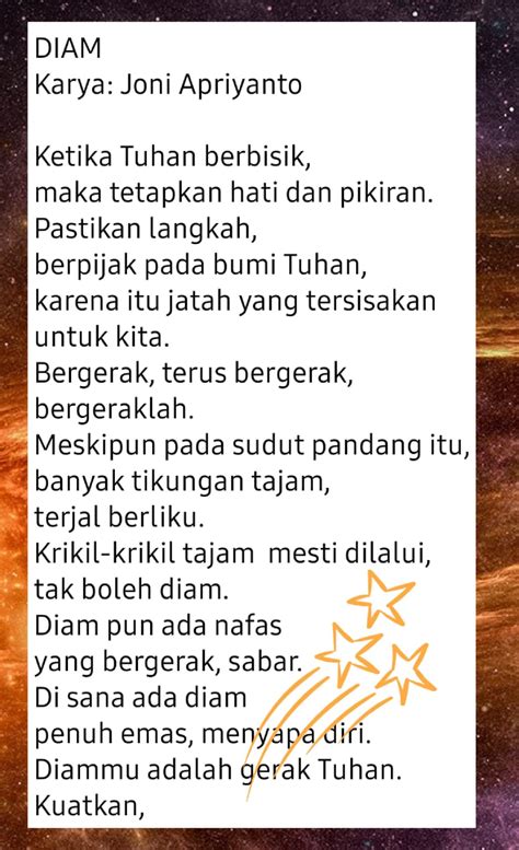 Diam Puisi Karya Joni Apriyanto