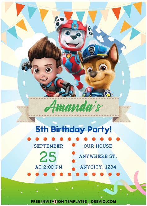 Free Pdf Invitation Cute Mighty Paw Patrol Birthday Invitation