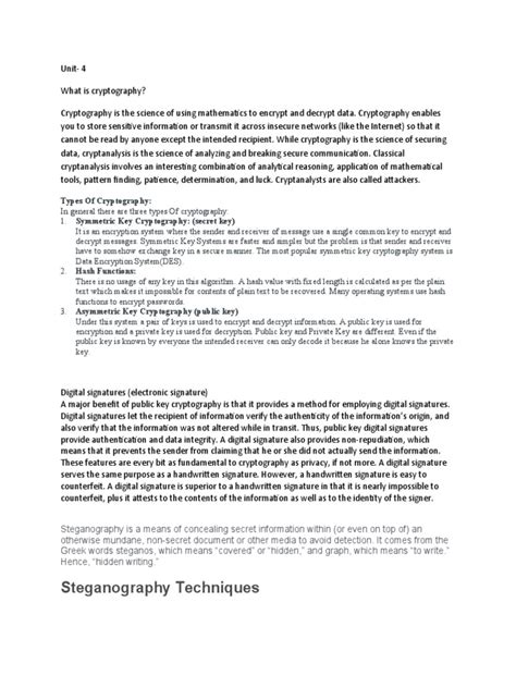 unit 4 pdf cryptography key cryptography