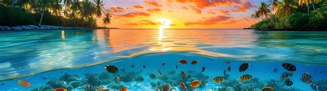 Tropical Coral Reef At Sunset Ultrawide 329 Wallpapers 5120x1440