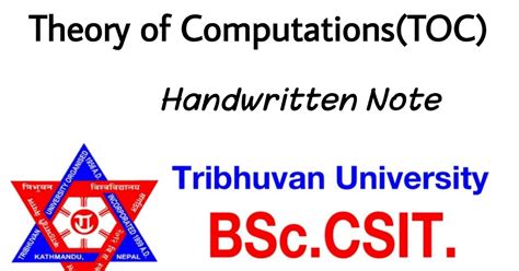 Theory Of Computations Toc Handwritten Note