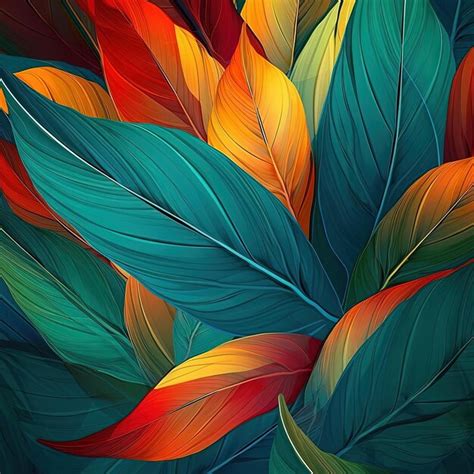Premium Ai Image Coloured Leaf Pattern Abstract Art Vector