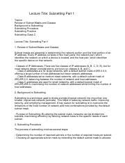 Master Subnetting Learn Classes Procedures Practice Course Hero