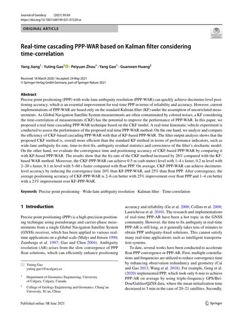 Pdf Real Time Cascading Ppp War Based On Kalman Filter Considering