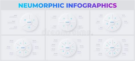 Vector Set Of Neumorphism Infographic Cycle Elements With 3 4 5 6 7