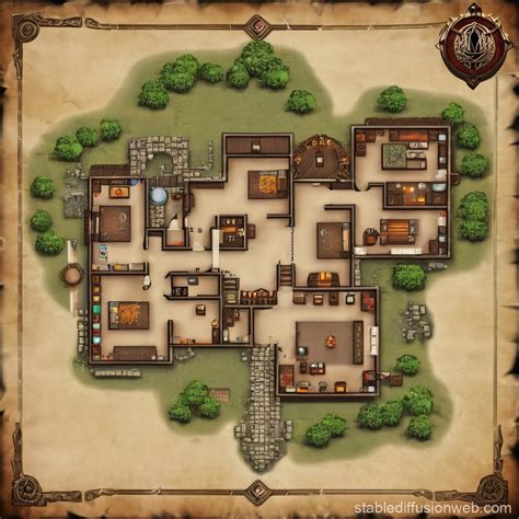 Simple RPG House Battle Map PNG Stable Diffusion Online
