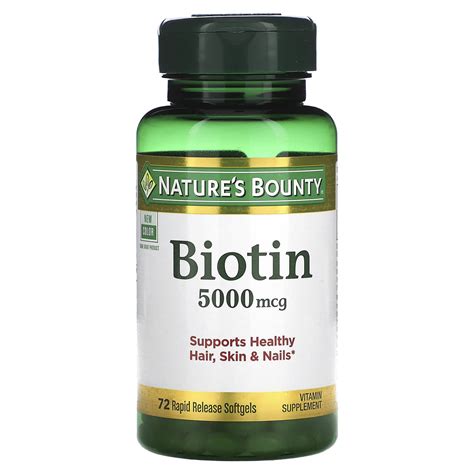Natures Bounty Biotin 5000 Mcg 72 Rapid Release Softgels