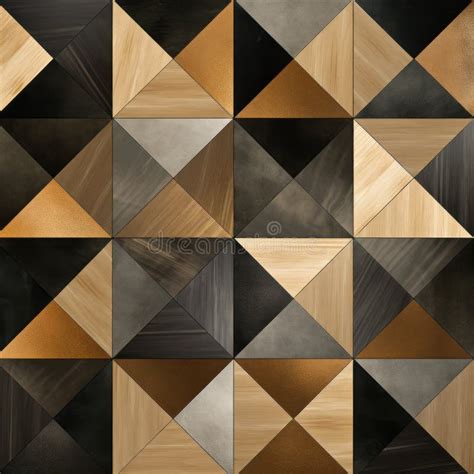 Triangular Tile Design Illusory Wallpaper Portraits With Metallic Texture Stock Illustration