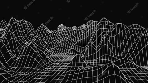Premium Vector Abstract Wireframe Landscape On Black Background