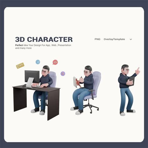 Programmer 3d Character Tech Illustration Illustrations Ft 3d Icons And 3d Emoji Envato