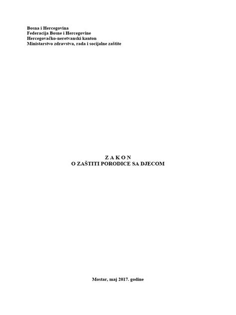 Zakon O Zastiti Porodice Sa Djecom Hnk Bos 0 Pdf