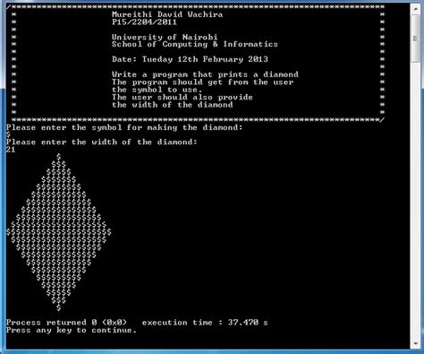 Diamond Printing Program In C Sourcecodester