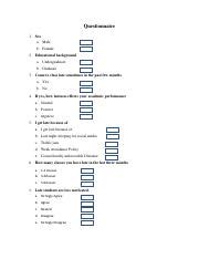 Questionnaire Pdf Questionnaire 1 Sex A Male B Female 2 Educational Background A