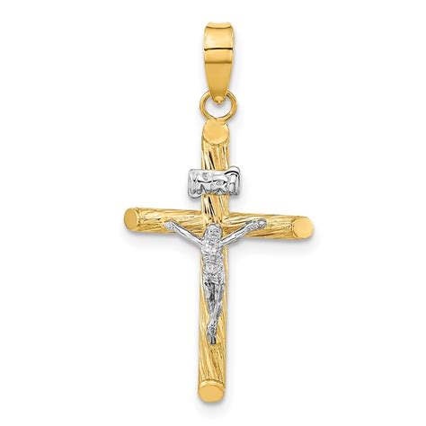 14k Gold Polished Inri Small Crucifix Pendant