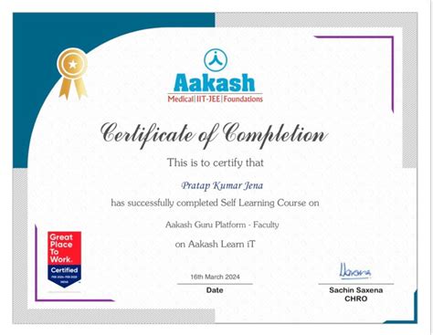 Pratap Jena On Linkedin Successfully Completed Self Learning Course On Aakash Guru Platform