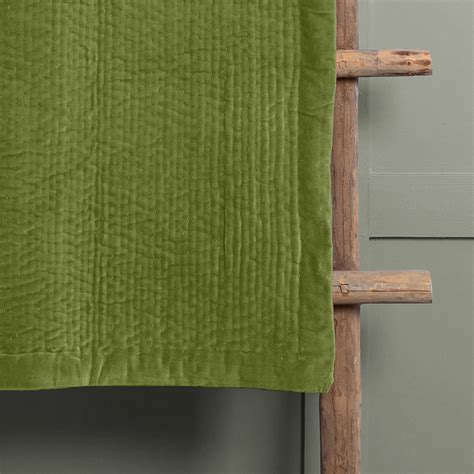 Haze Grass Velvet Quilted Throw Green Throws Additions Voyage Maison