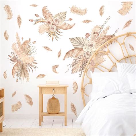 Wondever Large Boho Palm Leaves Wall Stickers Tropical Leaf