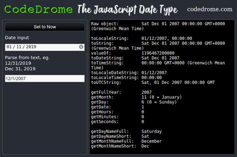 The JavaScript Date Type CodeDromeCodeDrome