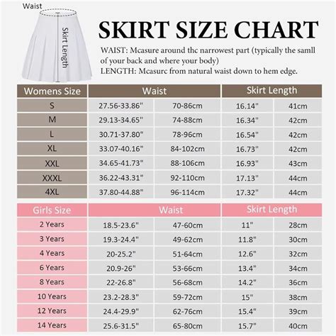 Womens Skirt Size Chart