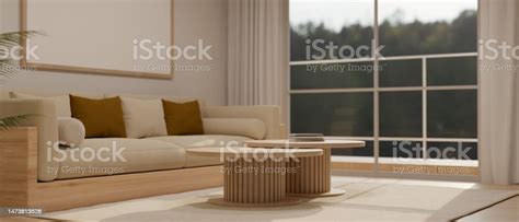 아늑한 소파 최소한의 원형 커피 테이블이 있는 아름답고 편안한 거실 인테리어 디자인 0명에 대한 스톡 사진 및 기타 이미지 0명 3차원 형태 가구 Istock