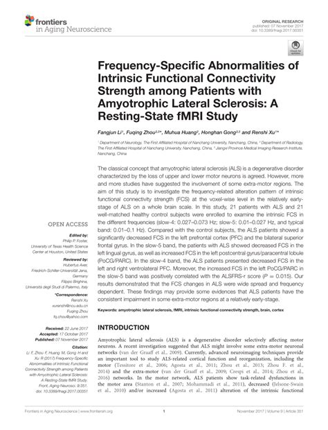 Pdf Frequency Specific Abnormalities Of Intrinsic Functional