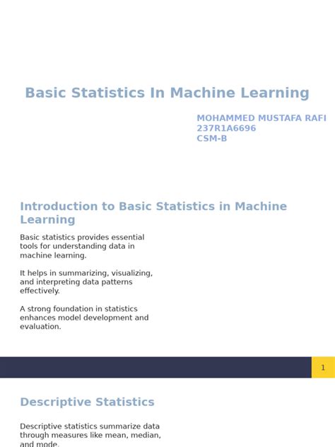 Basic Statistics For Machine Learning Pdf Statistics Variance