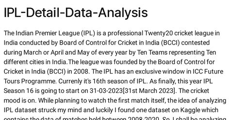 Ipl Detail Data Analysis Notebook By Prajwal Karmarkarg Prajwalkarmarkar Jovian