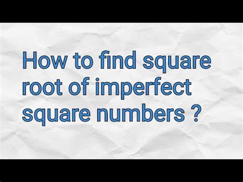 Square Root Tricks Square Root Of Imperfect Square Numbers YouTube
