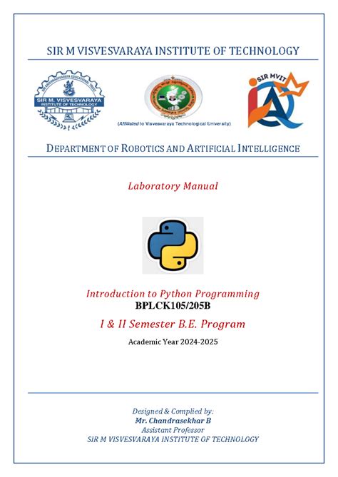 Bplck105205b Python Programming Lab Manual Comprehensive Guide