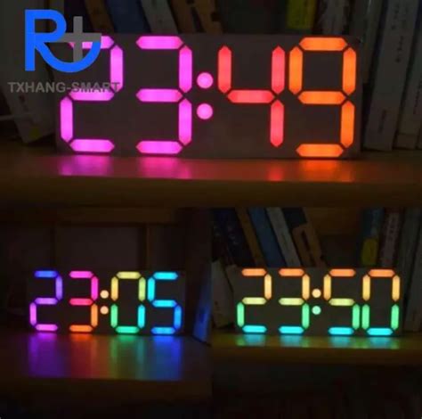 SVEGLIA TUBO DIGITALE LED Arcobaleno Regolabile Fai Da Te Grandi Dimensioni Display RGB EUR
