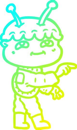 친근한 만화 우주인이 가리키는 차가운 그라데이션 선 그리기 가리키기에 대한 스톡 벡터 아트 및 기타 이미지 가리키기 귀여운