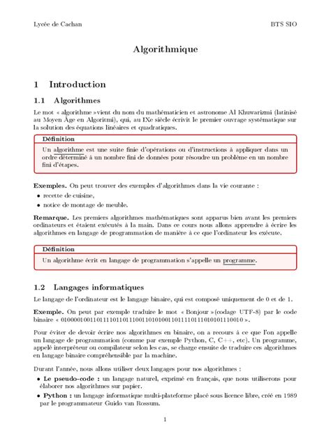 Cours Algorithmique Pdf Booléen Programmation Informatique
