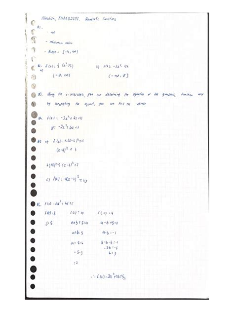 quadratic functions pdf