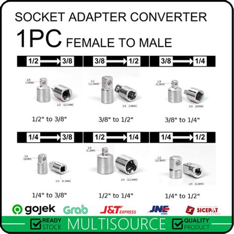Promo Adaptor Kunci Sok Shock Socket Converter Adapter Female To Male SET 6PCS Jakarta