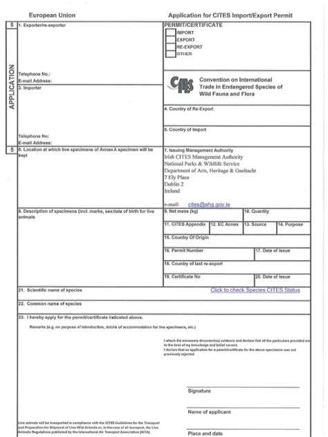 Cites Import And Export Permit Application Form 2013 Pdf
