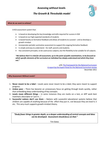 Assessment Without Levels A Blog Teaching Resources