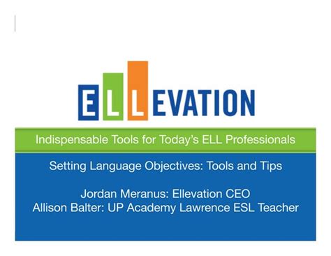 Ellevation Education Setting Ell Language Objectives Webinar Slides
