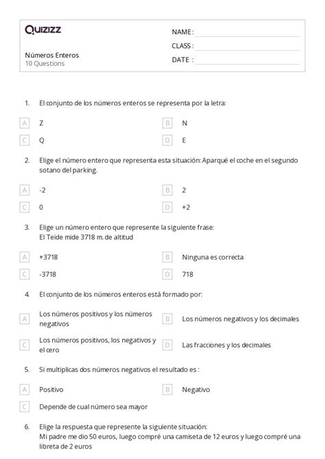 Hoja De Trabajo De Números Enteros Divididos Por Fracciones