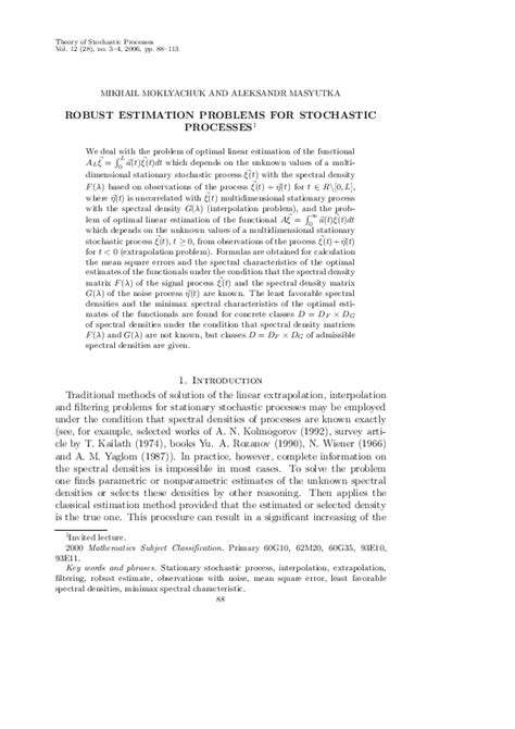 pdf robust estimation problem for stochastic processes