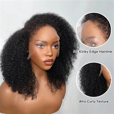 Afro Kinky Curly Human Hair Wig For African American Women Hermosa Hair