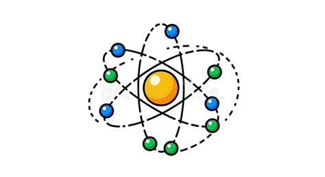 Cartoon Atom Model A Colorful Depiction Of Atomic Structure Stock Illustration Illustration