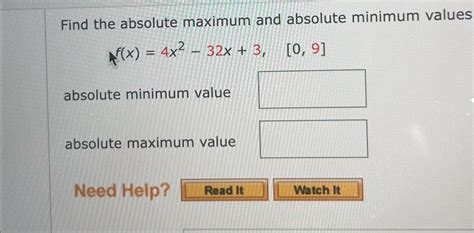 solved find the absolute maximum and absolute minimum