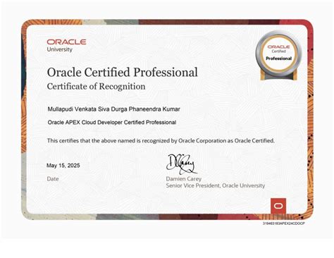 Im Excited To Share That I Acquired A New Skill Oracle Apex The Worlds Most Popular