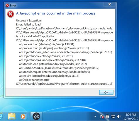 Application Start Error When Required Fabric Client Dependency Issue Electron
