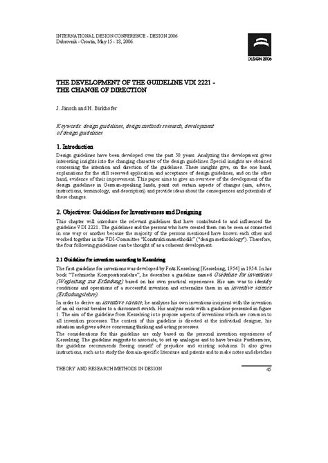 Vdi 2221 0 Theory And Research Methods In Design International Design