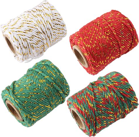 4 Rolls Christmas Twine String 262ft Cotton String Rope For Christmas Decorative