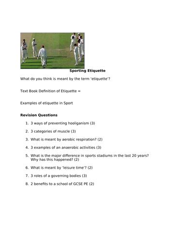 Gcse Pe Aqa Complete Lesson Pp And Worksheets For Whole Spec Teaching Resources